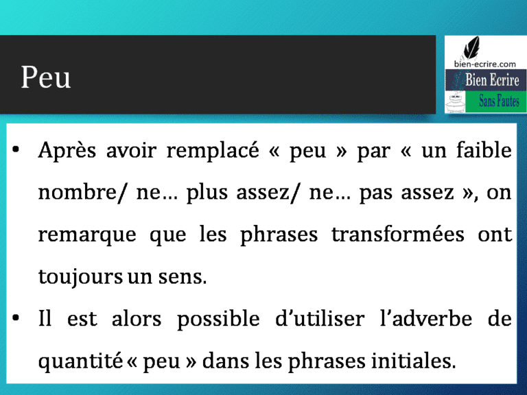 Peu, peux, ou peut ? - Bien écrire