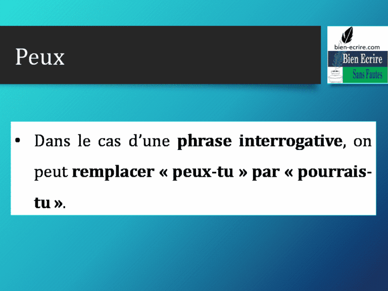 Peu, peux, ou peut ? - Bien écrire