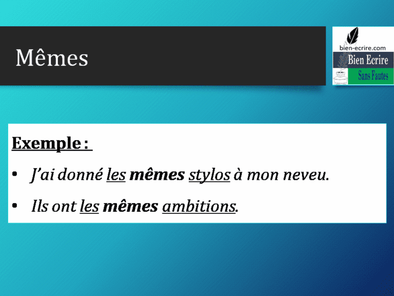 Même et mêmes - Bien écrire