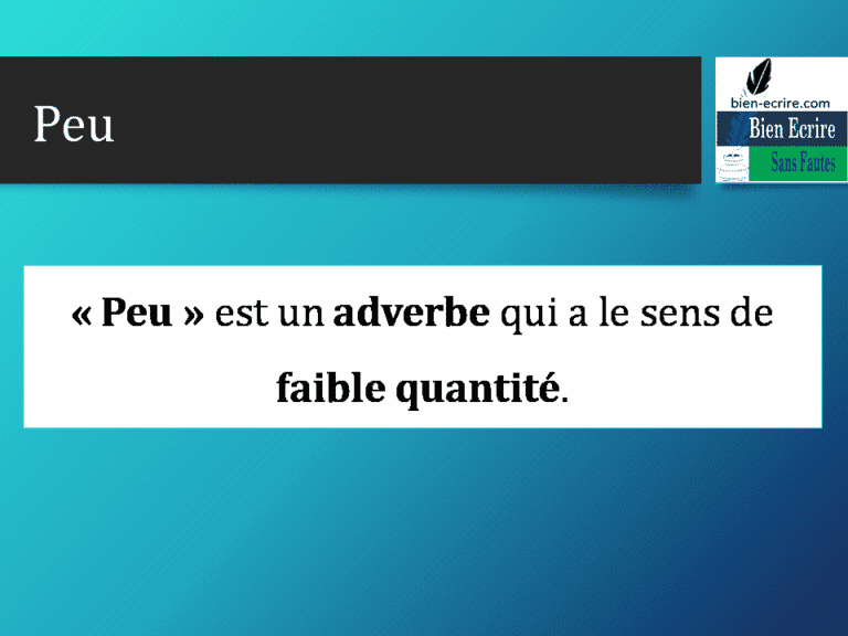 Peu, peux, ou peut ? - Bien écrire