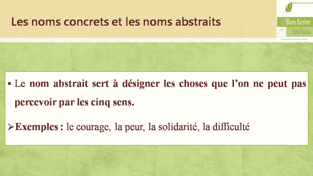 Les catégories du nom - Bien écrire