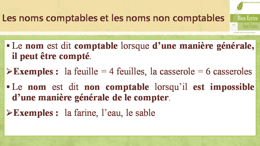 Les catégories du nom - Bien écrire