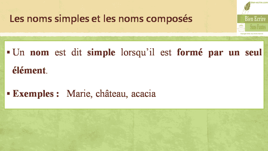 Les catégories du nom - Bien écrire