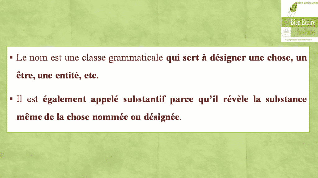 Les catégories du nom - Bien écrire