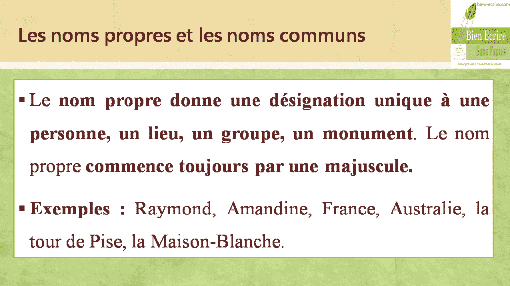 Les catégories du nom - Bien écrire