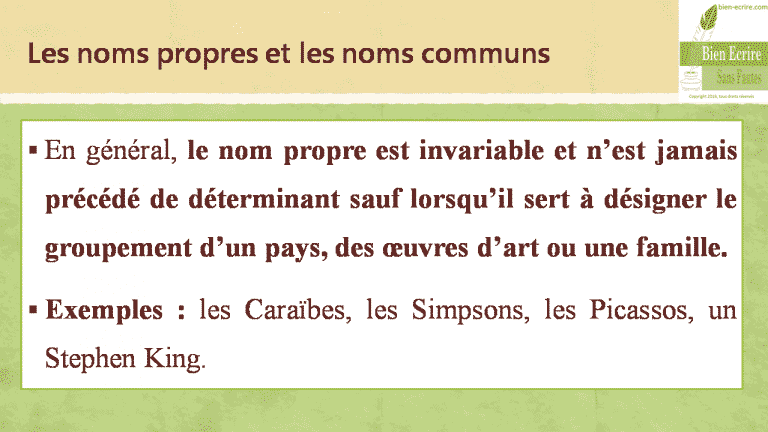 Les catégories du nom - Bien écrire