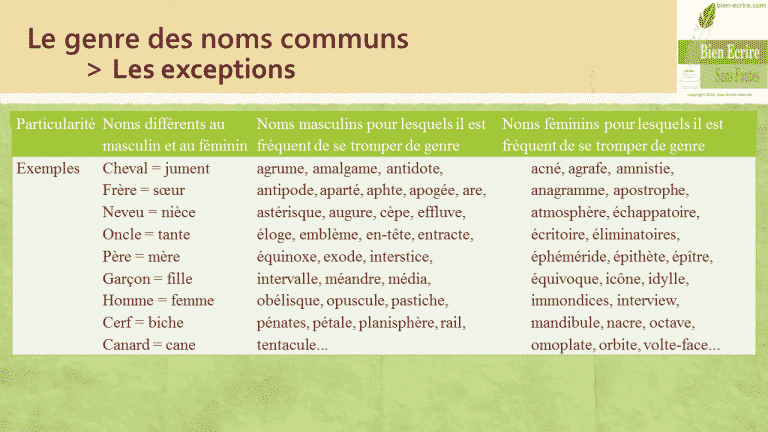 Le genre du nom - Bien écrire