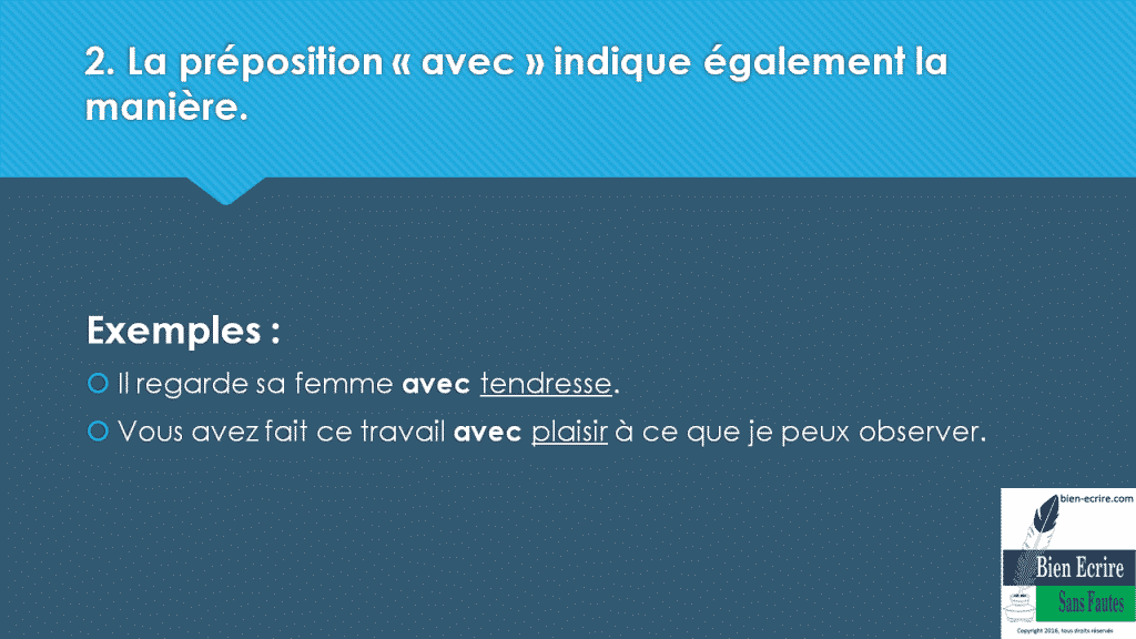 La préposition « avec » - Bien écrire