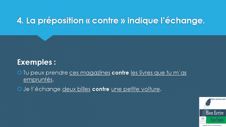 La préposition « contre » - Bien écrire