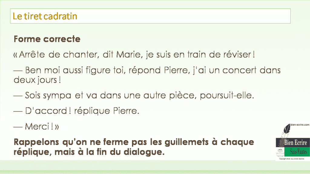 Le tiret pour les dialogues (tiret cadratin) - Bien écrire