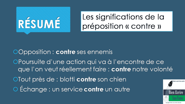 La préposition « contre » - Bien écrire