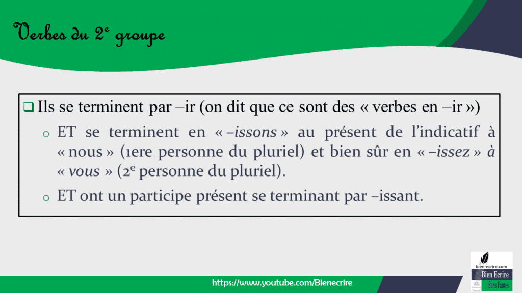 Les groupes de verbe : 1er, 2e, 3e - Bien écrire