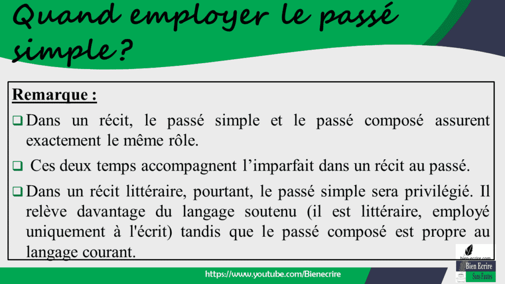Quand employer le passé simple ? Les 4 cas où il convient mieux que l ...