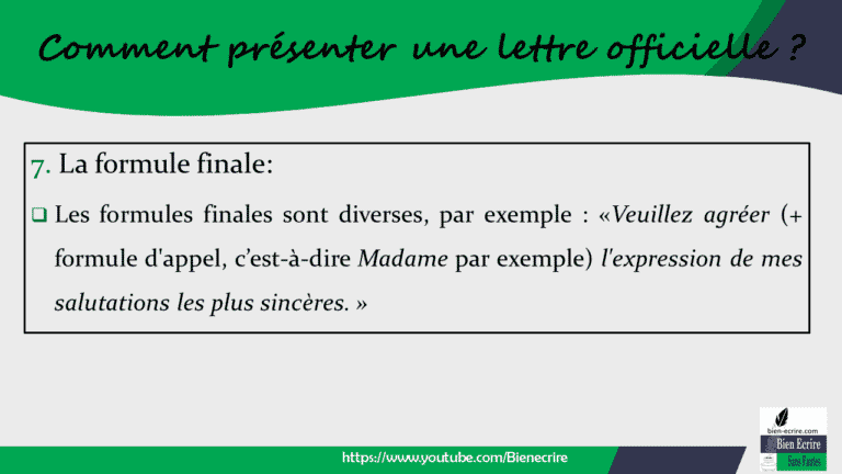 Ecrire une lettre officielle en français (rédaction 7/7) - Bien écrire
