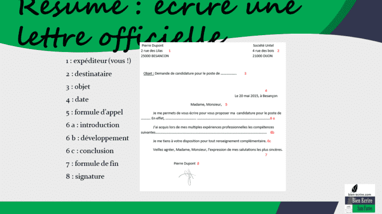 Ecrire une lettre officielle en français (rédaction 7/7) - Bien écrire