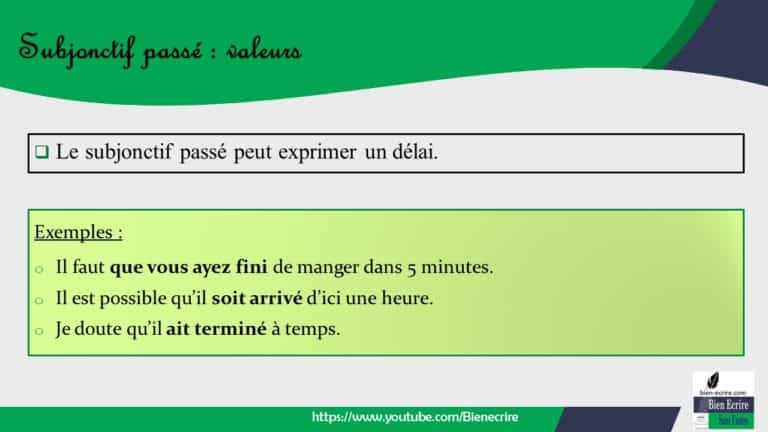 Subjonctif passé : valeurs - Bien écrire
