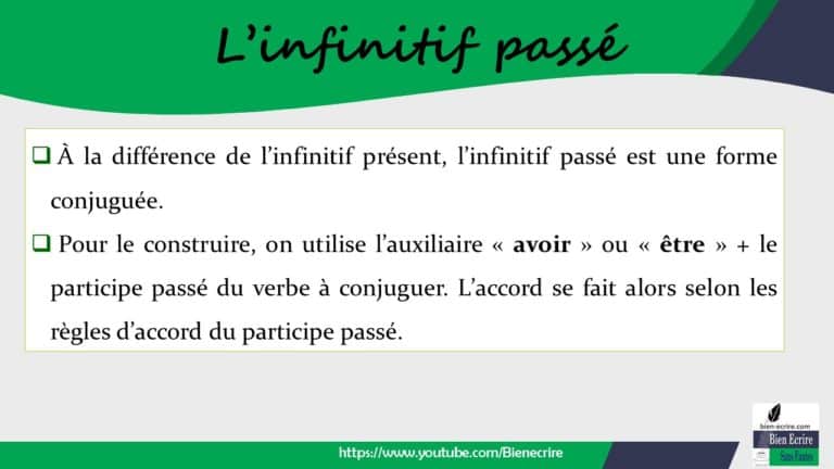Conjugaison de l’infinitif 1 – infinitif présent, infinitif passé ...