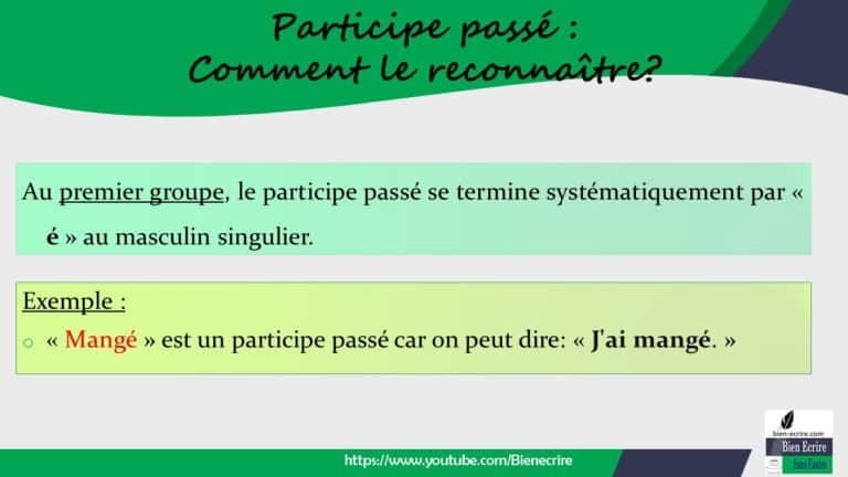 Participe passé : Comment le reconnaître? - Bien écrire
