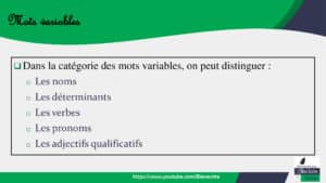 Les classes de mots variables - Bien écrire