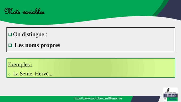 Les classes de mots variables - Bien écrire