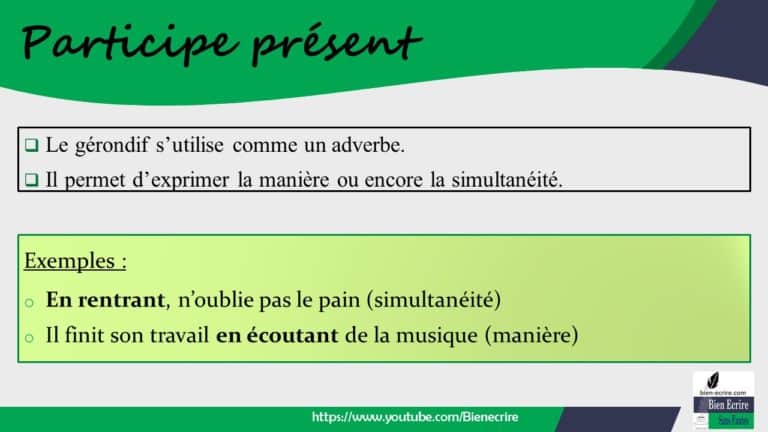 Valeurs du participe présent et du gérondif - Bien écrire