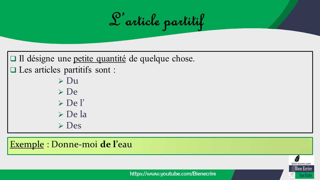 L’article partitif (déterminant 5/13) - Bien écrire