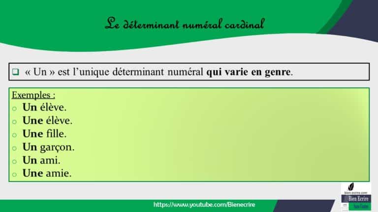 Le déterminant numéral cardinal (déterminant 8/13) - Bien écrire
