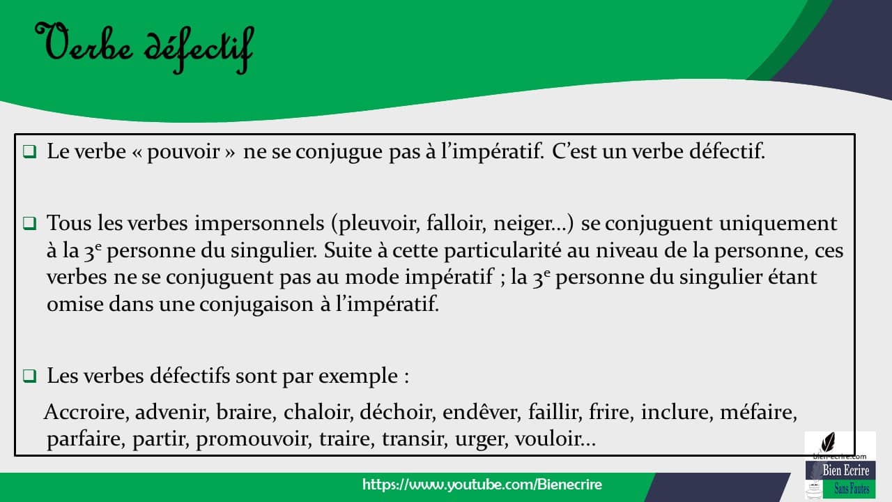 Verbe 18 – Verbe défectif - Bien écrire