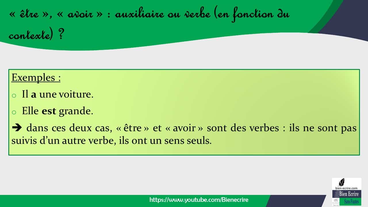 Verbe ou auxiliaire ? Avoir et être (verbe 6/20) - Bien écrire