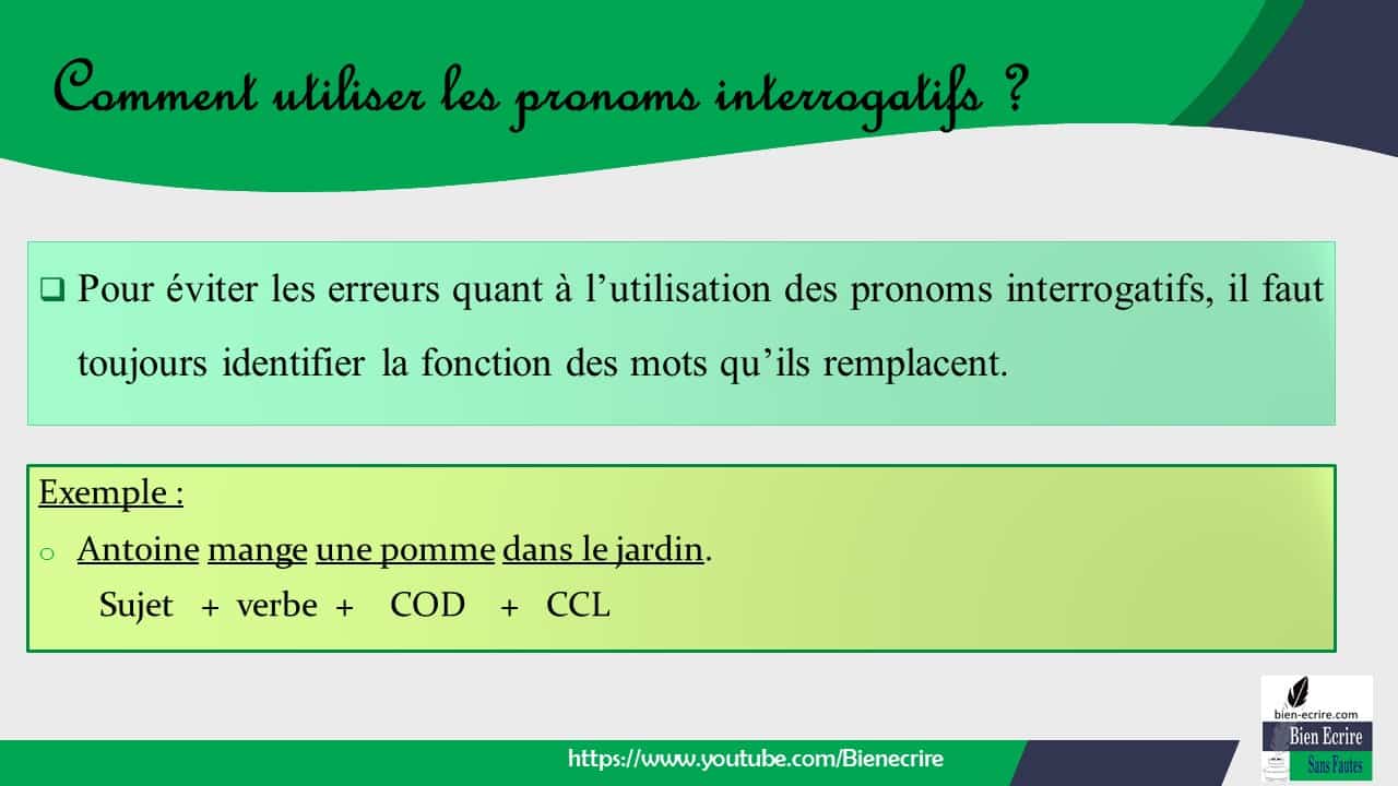 Pronom 11 – pronom interrogatif - Bien écrire