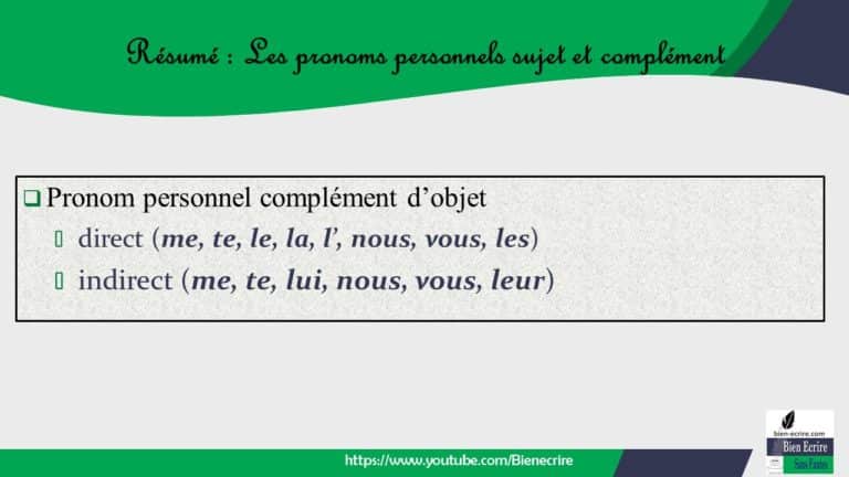 Pronom 4 – pronom personnel complément - Bien écrire
