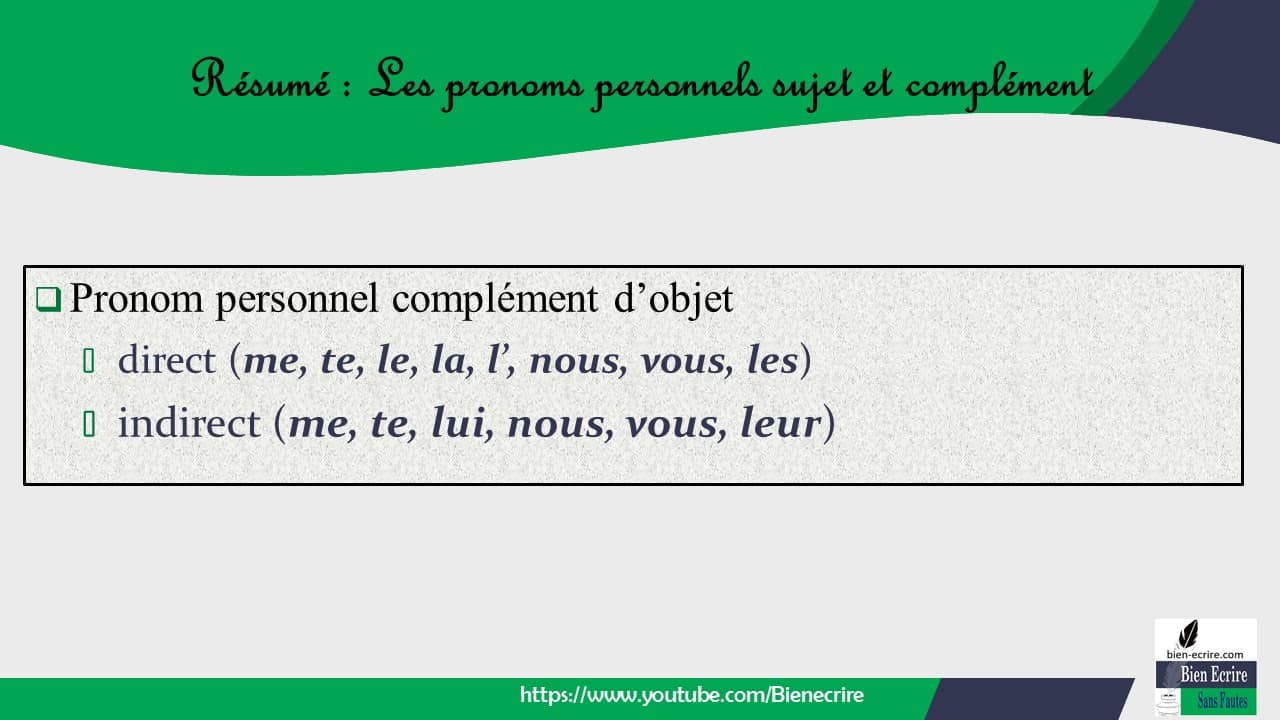 Pronom 4 – pronom personnel complément - Bien écrire