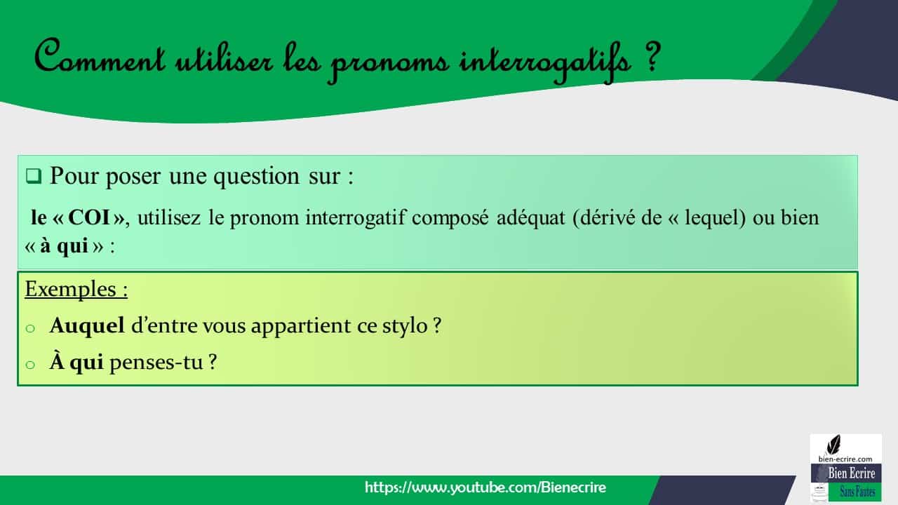 Pronom 11 – pronom interrogatif - Bien écrire