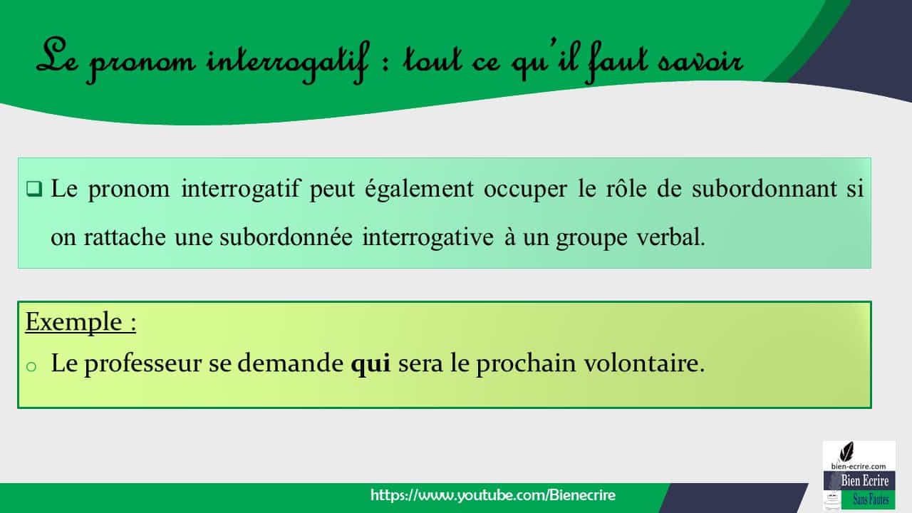 Pronom 11 – pronom interrogatif - Bien écrire