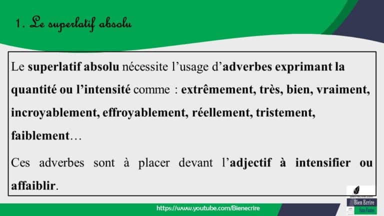 Adjectif 5 – superlatif - Bien écrire