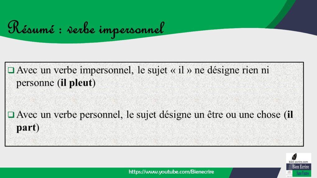 Verbe impersonnel (verbe 15/20) - Bien écrire