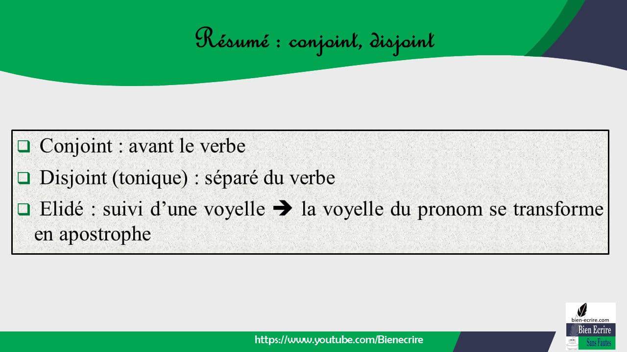 Pronom 6 – conjoints, disjoints, élidé - Bien écrire