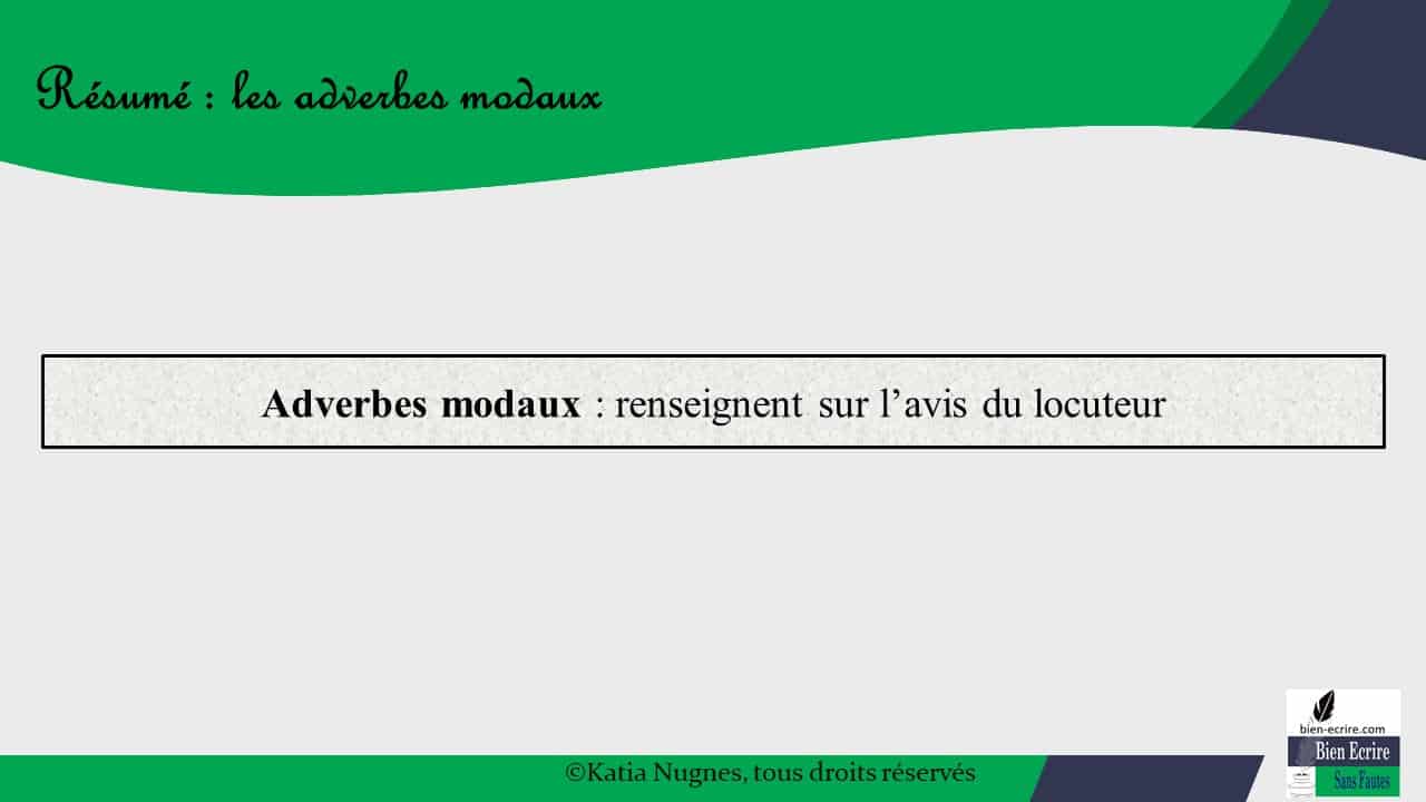 Adverbe 9 – adverbes modaux - Bien écrire