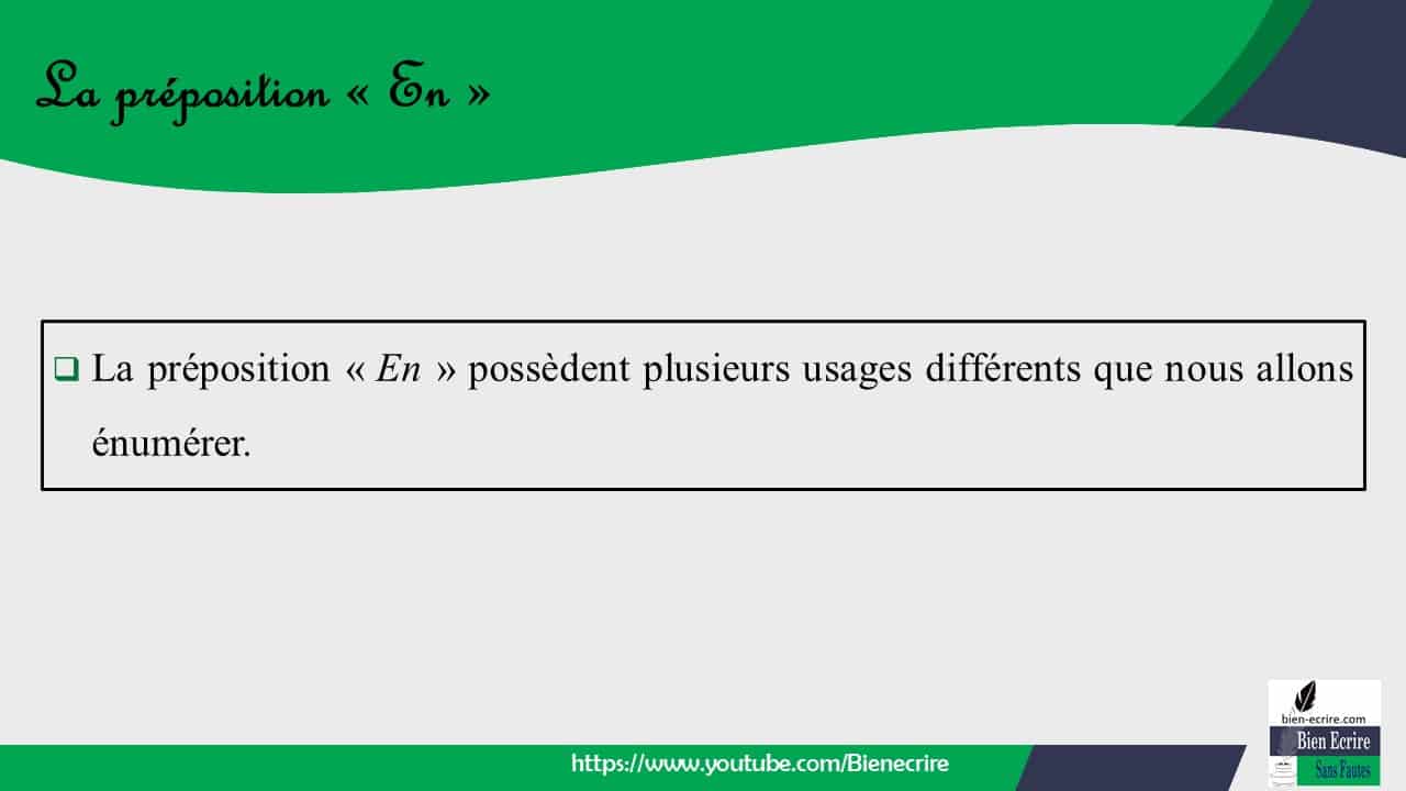 Préposition 7 – En - Bien écrire