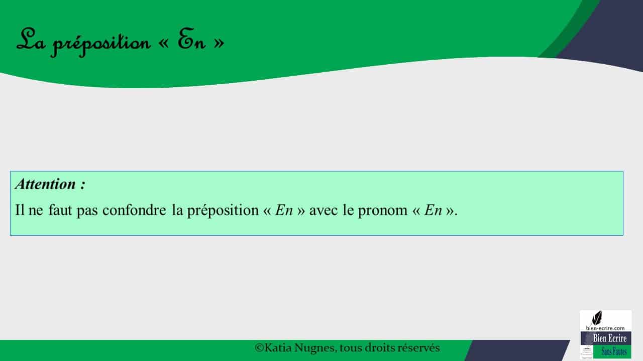 Préposition 7 – En - Bien écrire