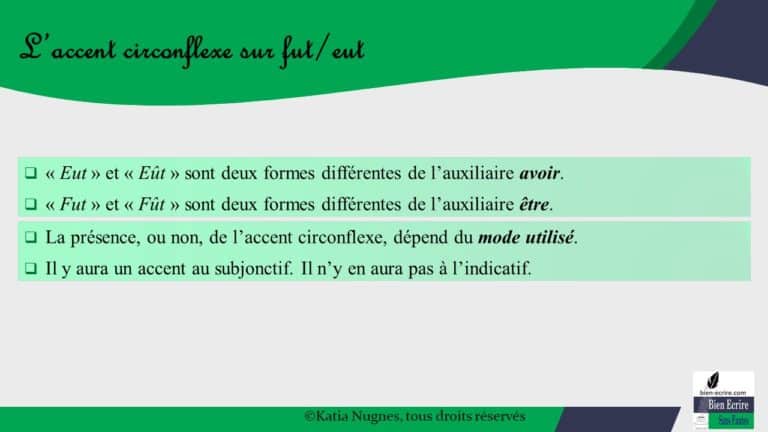 Différences de conjugaison 2 -fut ou fût, eut ou eût - Bien écrire