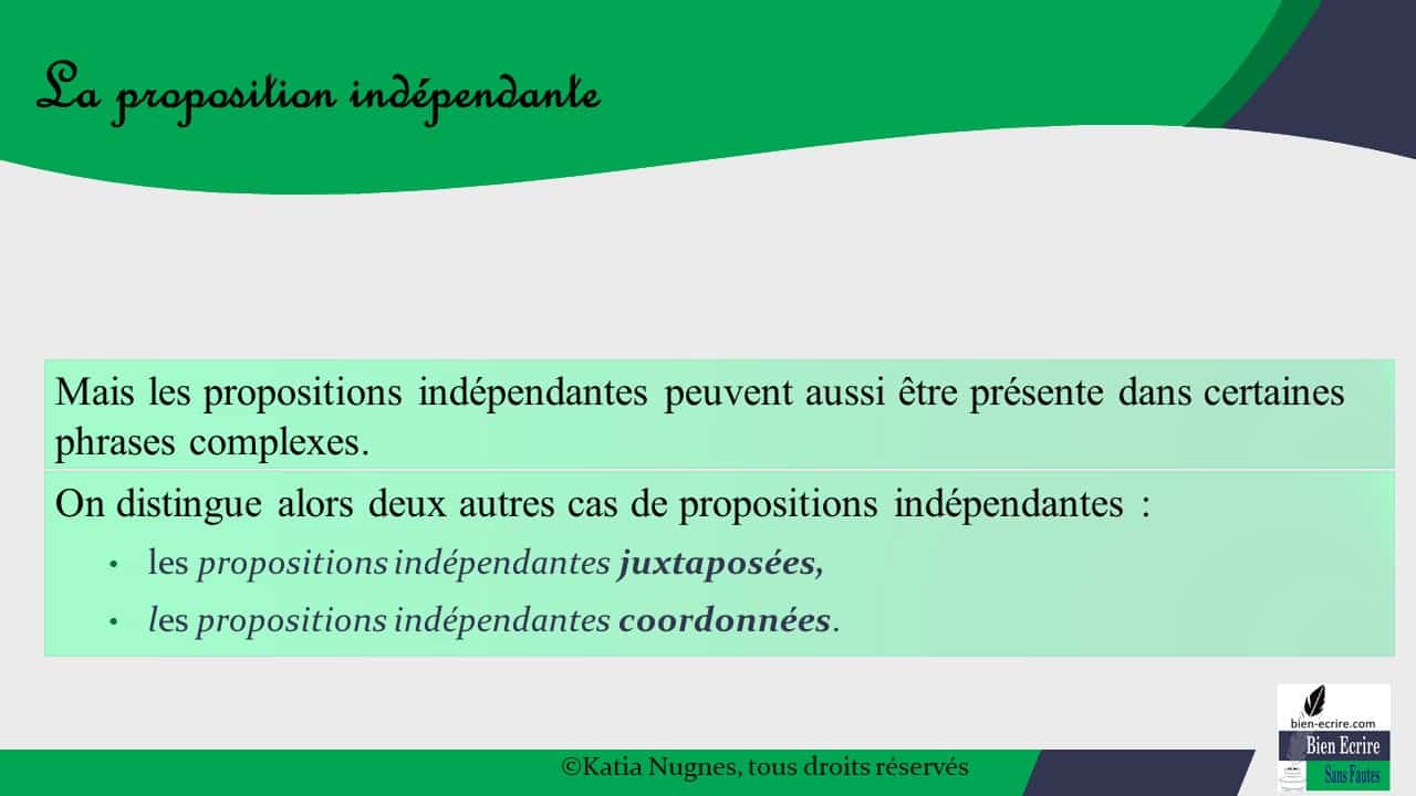 Proposition indépendante 1 – définition - Bien écrire
