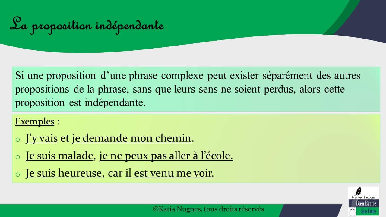 Proposition indépendante 1 – définition - Bien écrire