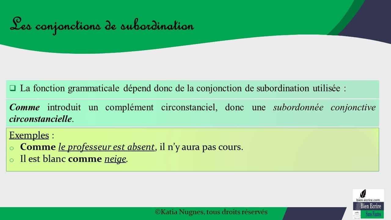 Conjonction 4 – Subordination - Bien écrire
