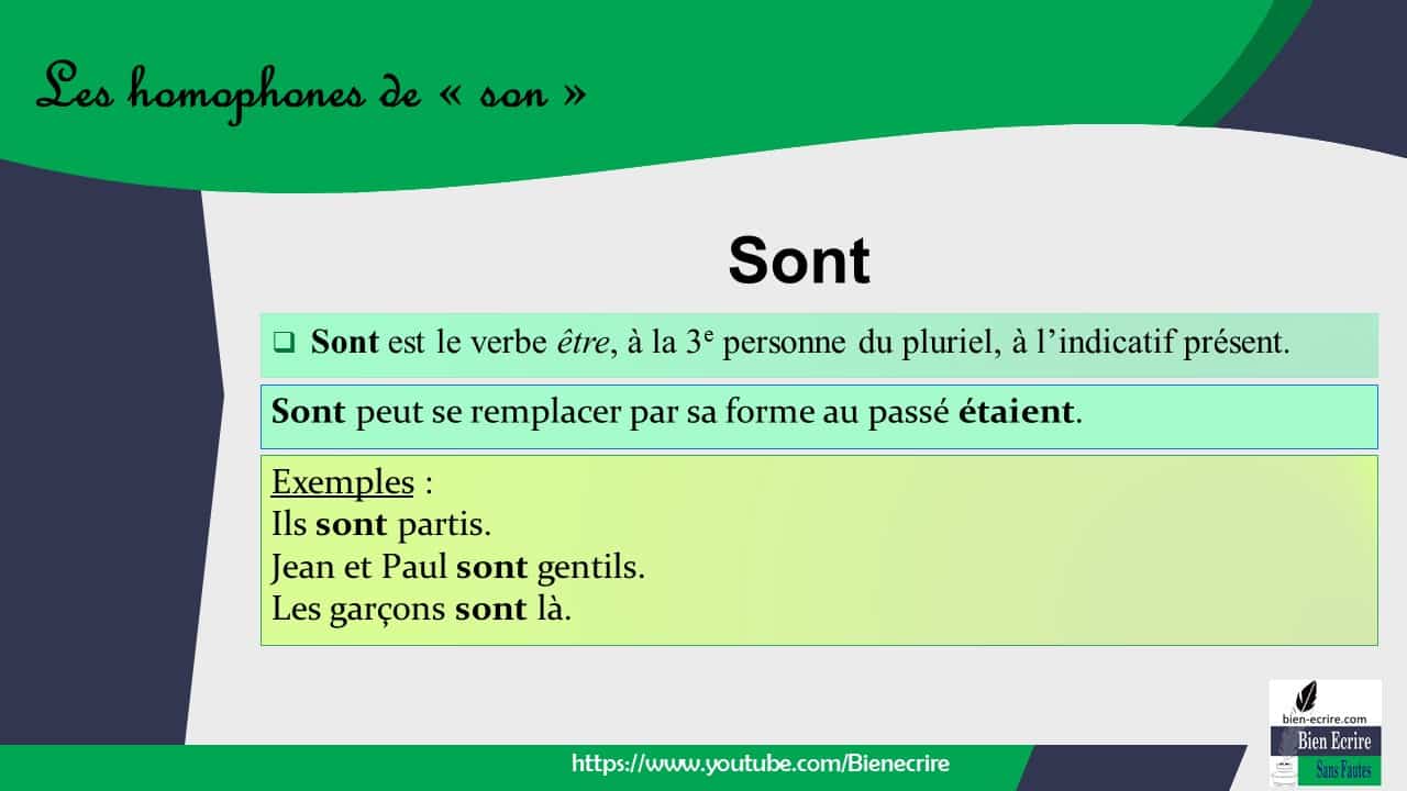 Homophone 8 – Son, Sont - Bien écrire