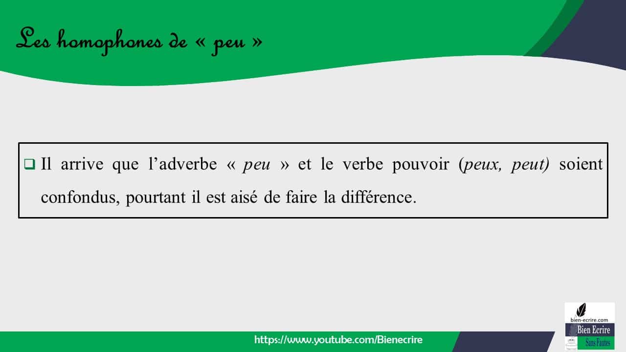 Homophone 18 – peu, peut ou peux ? - Bien écrire