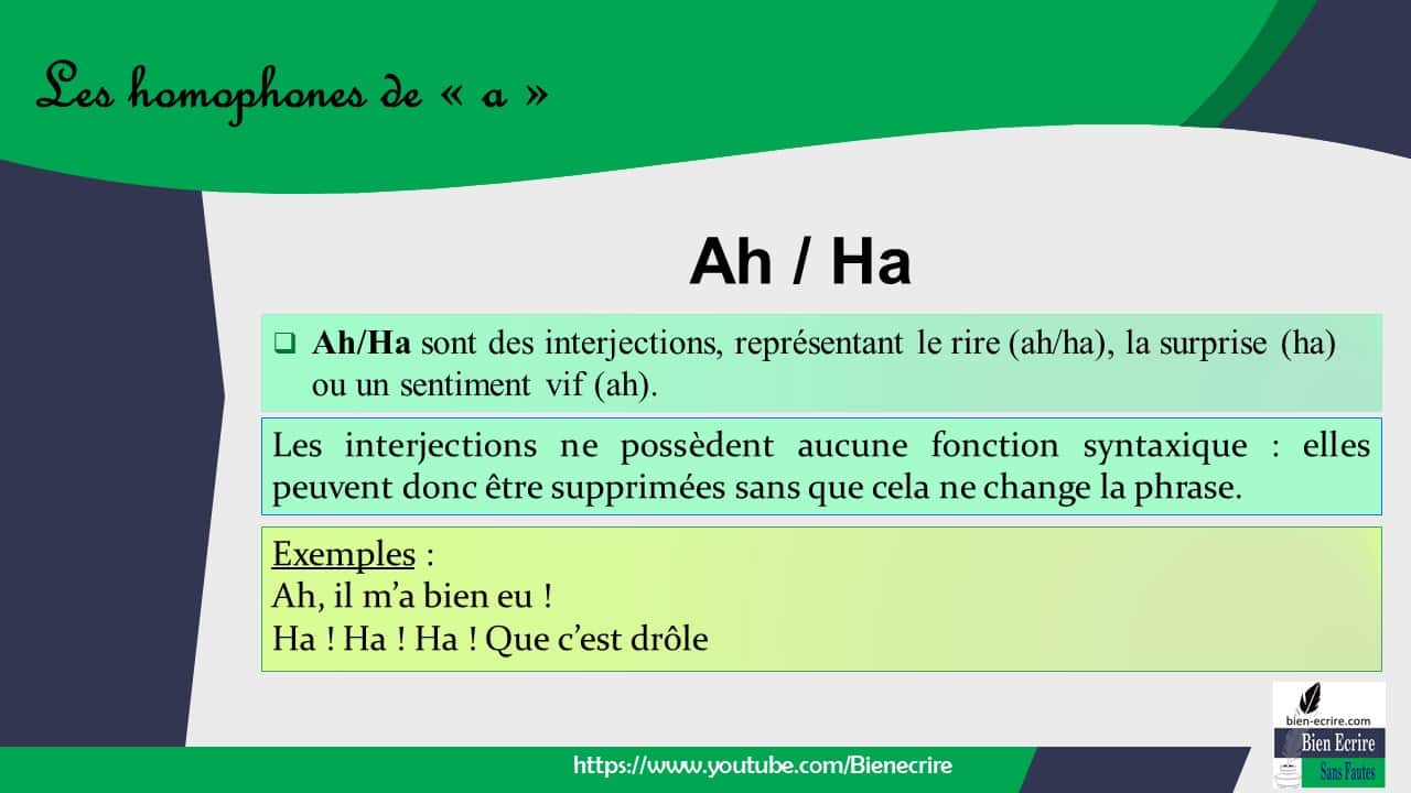 Homophone 2 -A, à - Bien écrire