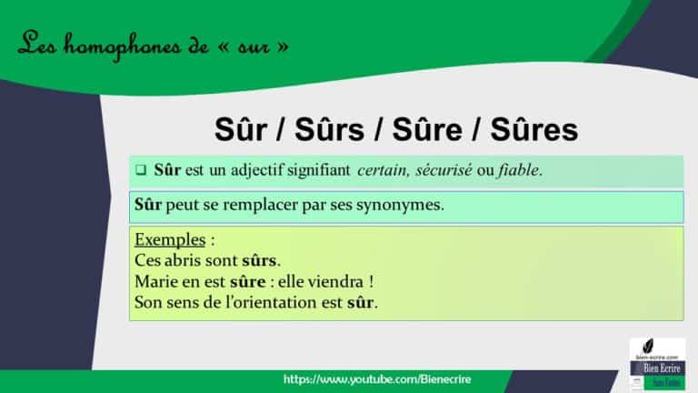 Homophone 5 – Sur, sûr - Bien écrire