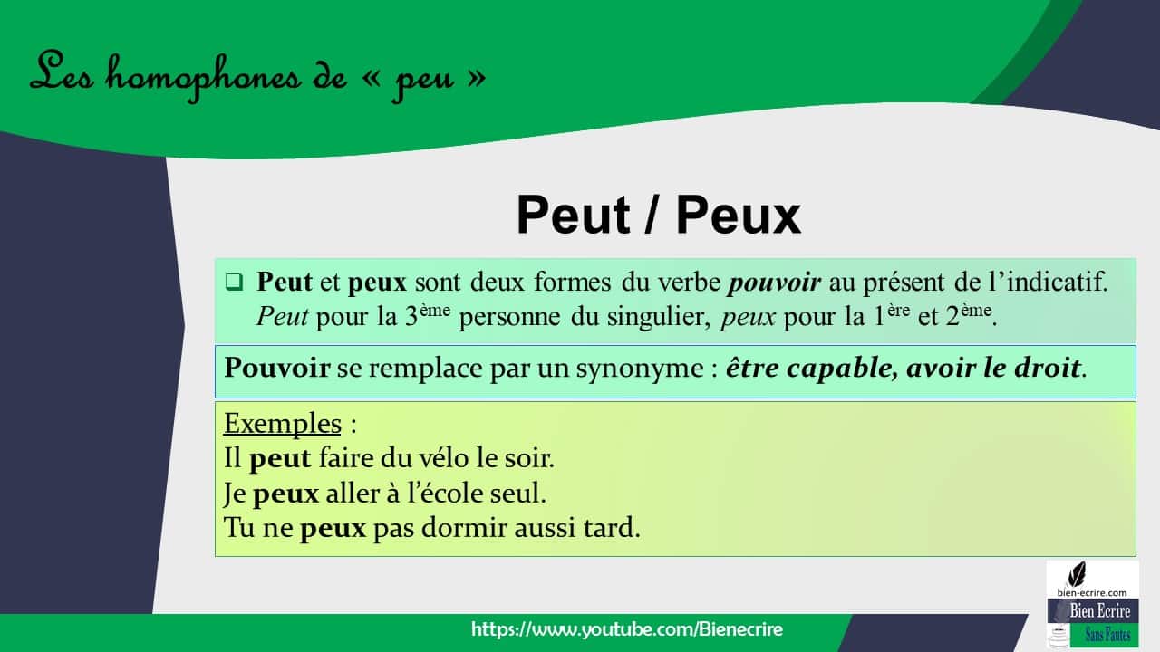 Homophone 18 – peu, peut ou peux ? - Bien écrire