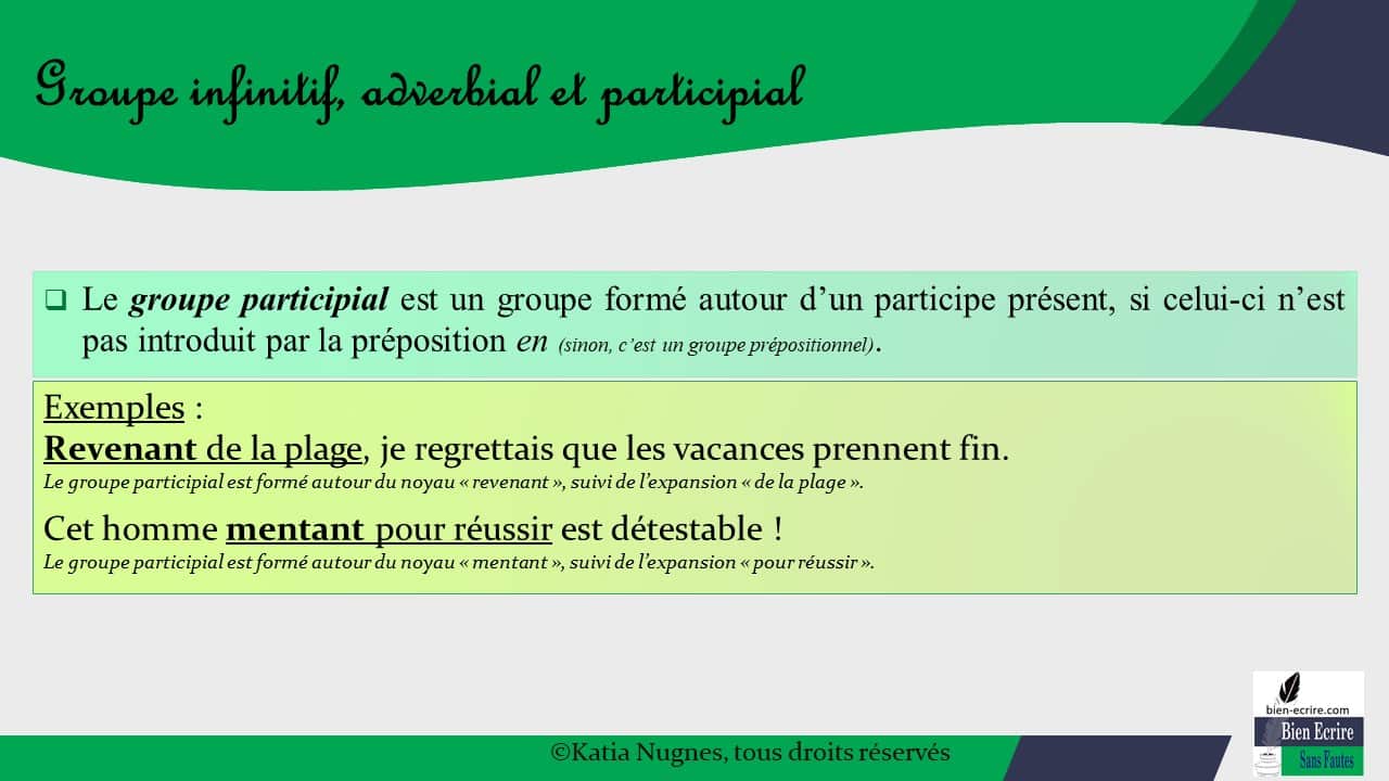 Syntagme 4 – Groupe infinitif, participial et adverbial - Bien écrire